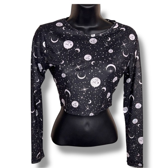 body rage | Tops | Vintage Y2k Era Small Body Rage Moon Star Mesh Crop ...